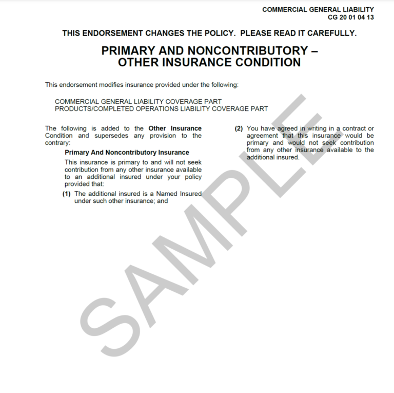 Event Insurance Primary Noncontributory Endorsement - What is it?